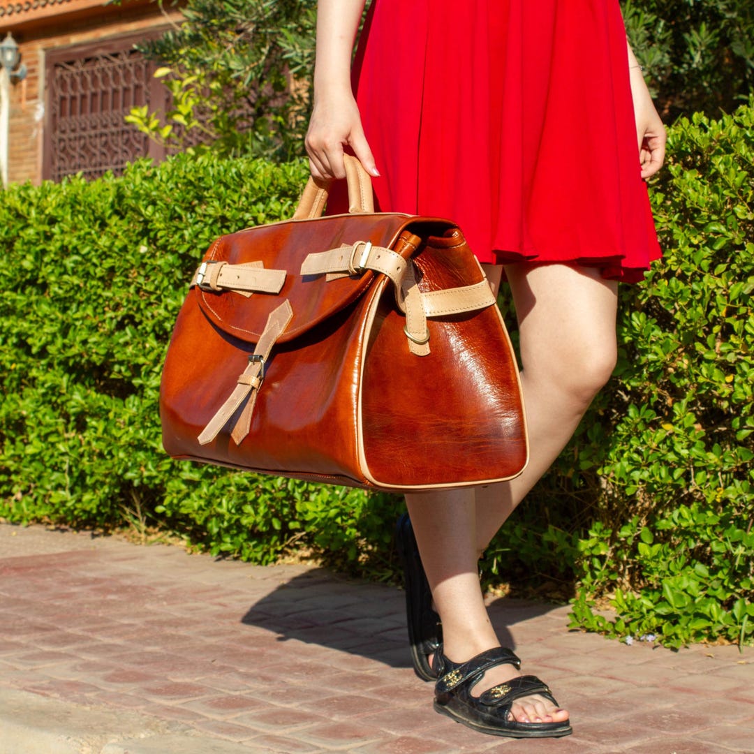 Morrocan Leather Travel Bag, Handmade Leather Doctor Bag, Traditional ...