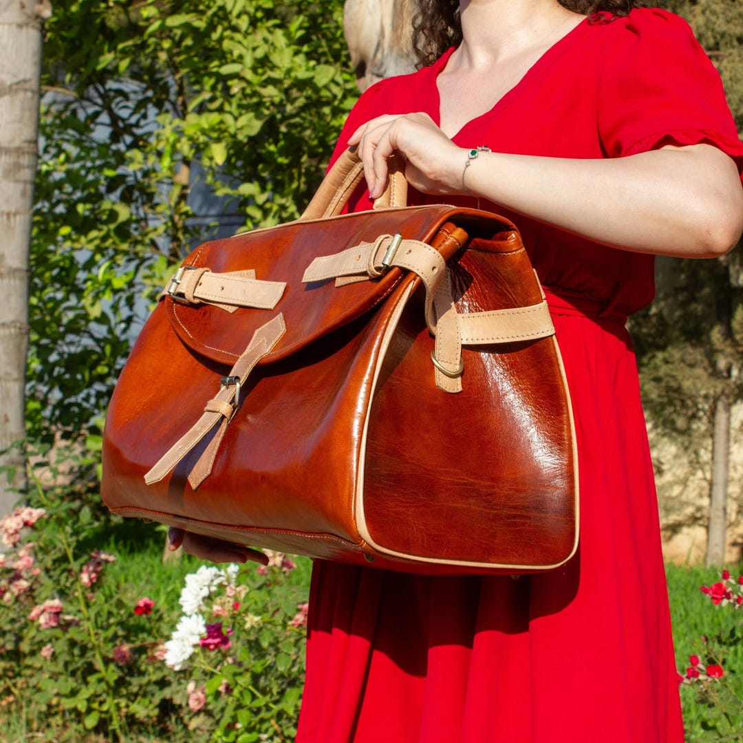 Morrocan Leather Travel Bag, Handmade Leather Doctor Bag, Traditional ...