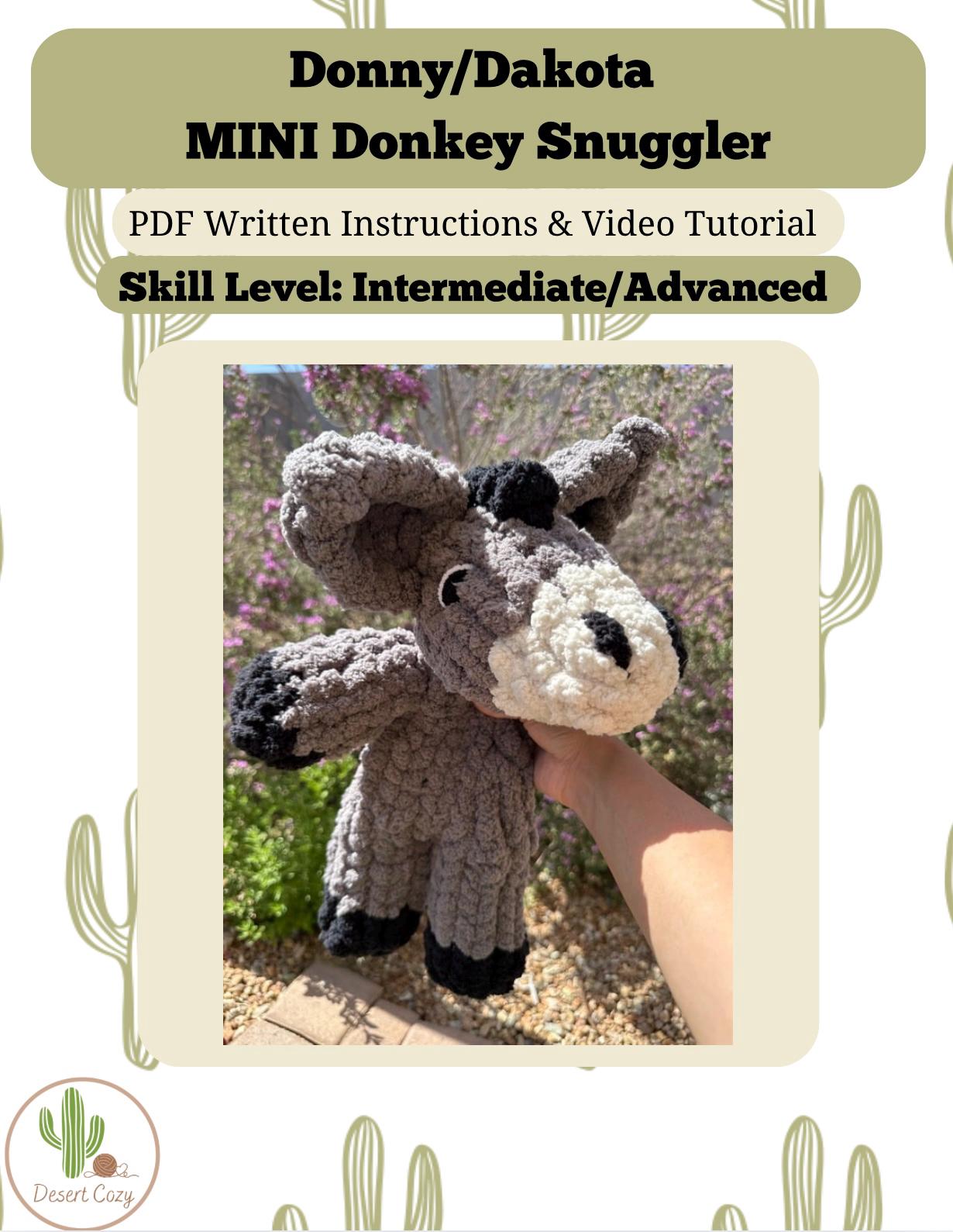 MINI Donny Donkey Snuggler | How to | Finger Knit | PDF Instructions ...