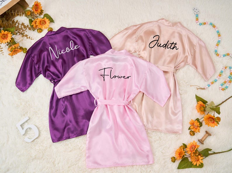 Custom Spa Birthday Party Robes,baby Robes,satin Flower Girl Robe,mini ...