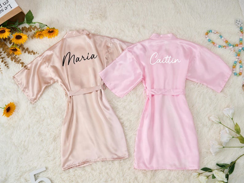 Custom Spa Birthday Party Robes,baby Robes,satin Flower Girl Robe,mini ...