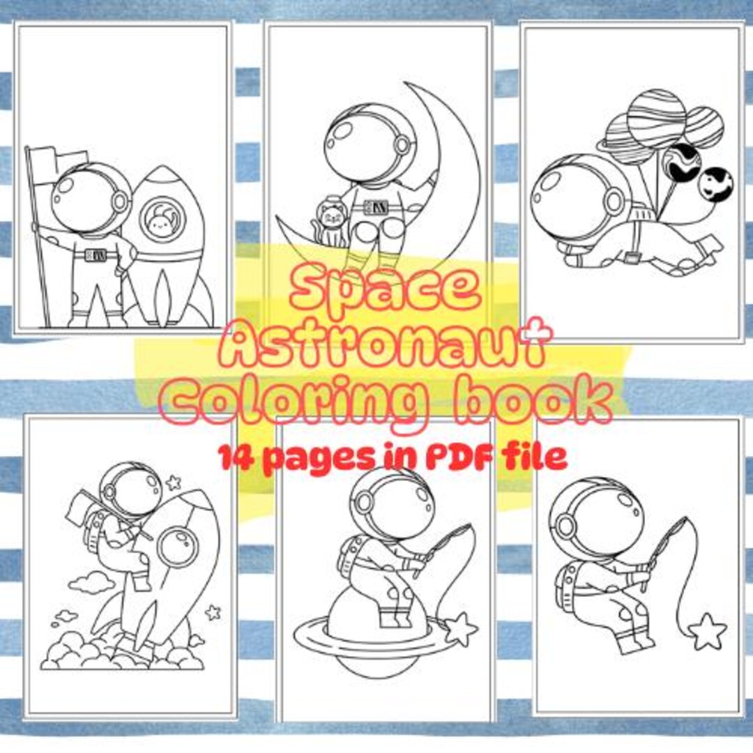 Space Astronaut Coloring Book 14 Pages - Etsy