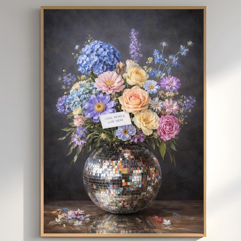 Disco Floral Poster - Etsy