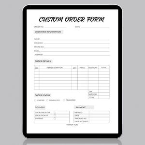 Custom Order Form Editable | Crafters Order Form Template | Etsy Shop ...