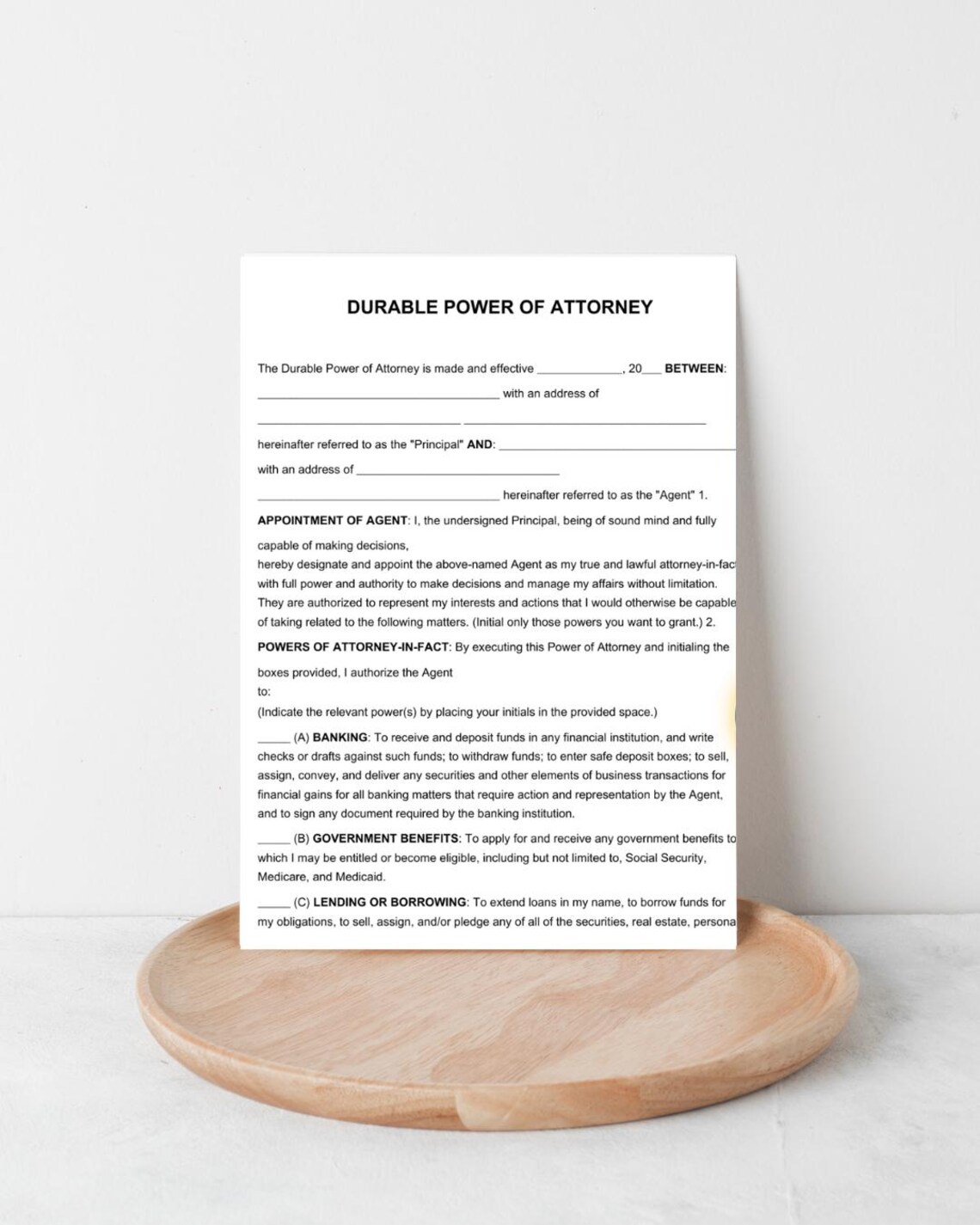 Power of Attorney Template Editable PDF Word, Durable POA Form ...