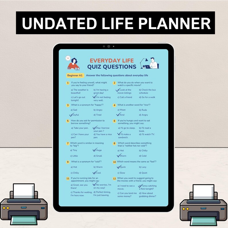 Undated Life Planner PDF, Printable Minimalist Life Organizer, Digital ...
