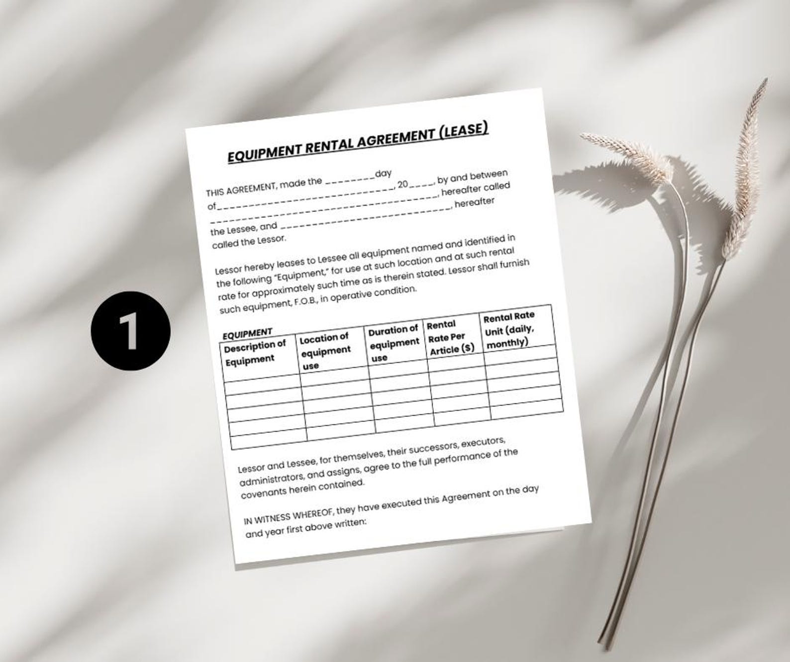 Equipment Rental Agreement Template: Editable Contract (PDF, MS Word ...