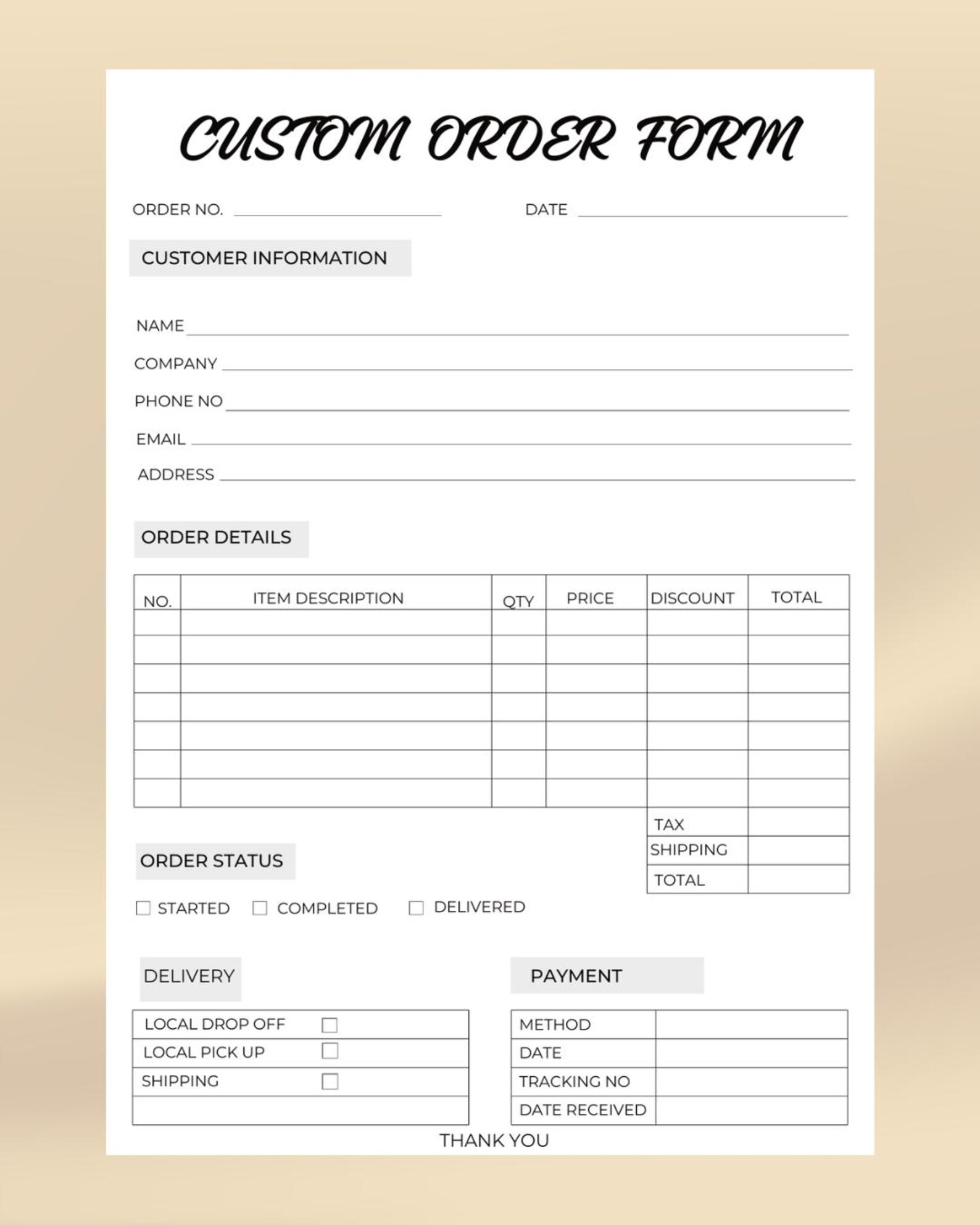 Custom Order Form Editable | Crafters Order Form Template | Etsy Shop ...