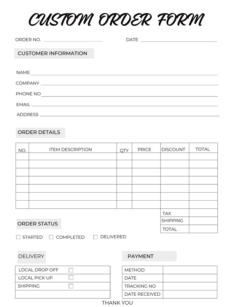 Custom Order Form Editable | Crafters Order Form Template | Etsy Shop ...