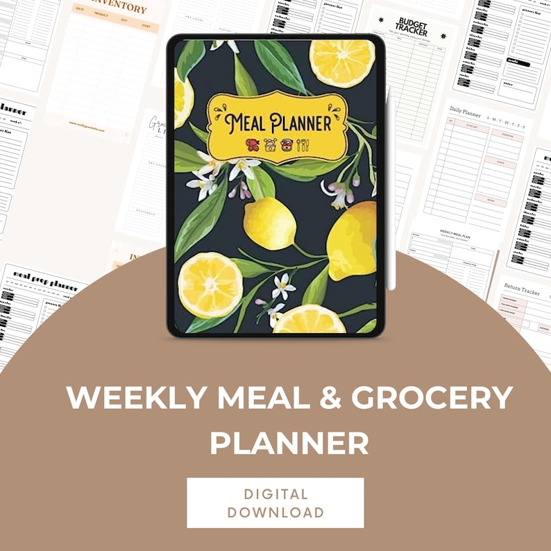 Weekly Meal Planner: Printable Food Organizer & Grocery List (digital ...