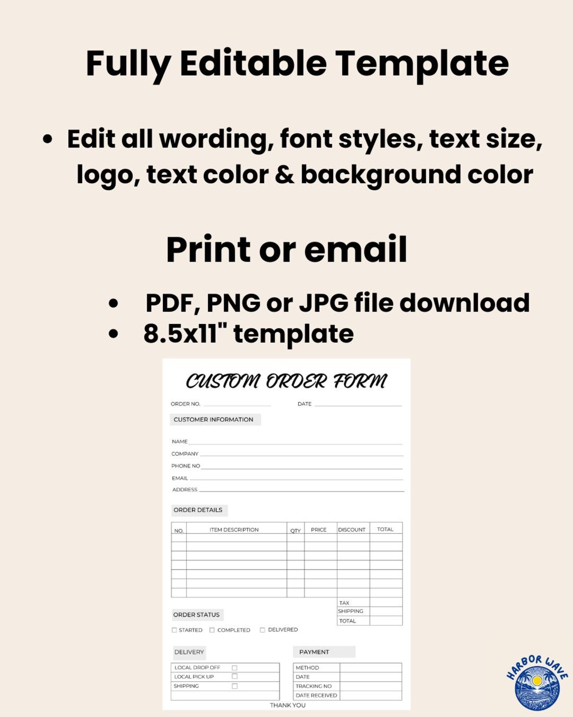 Custom Order Form Editable | Crafters Order Form Template | Etsy Shop ...