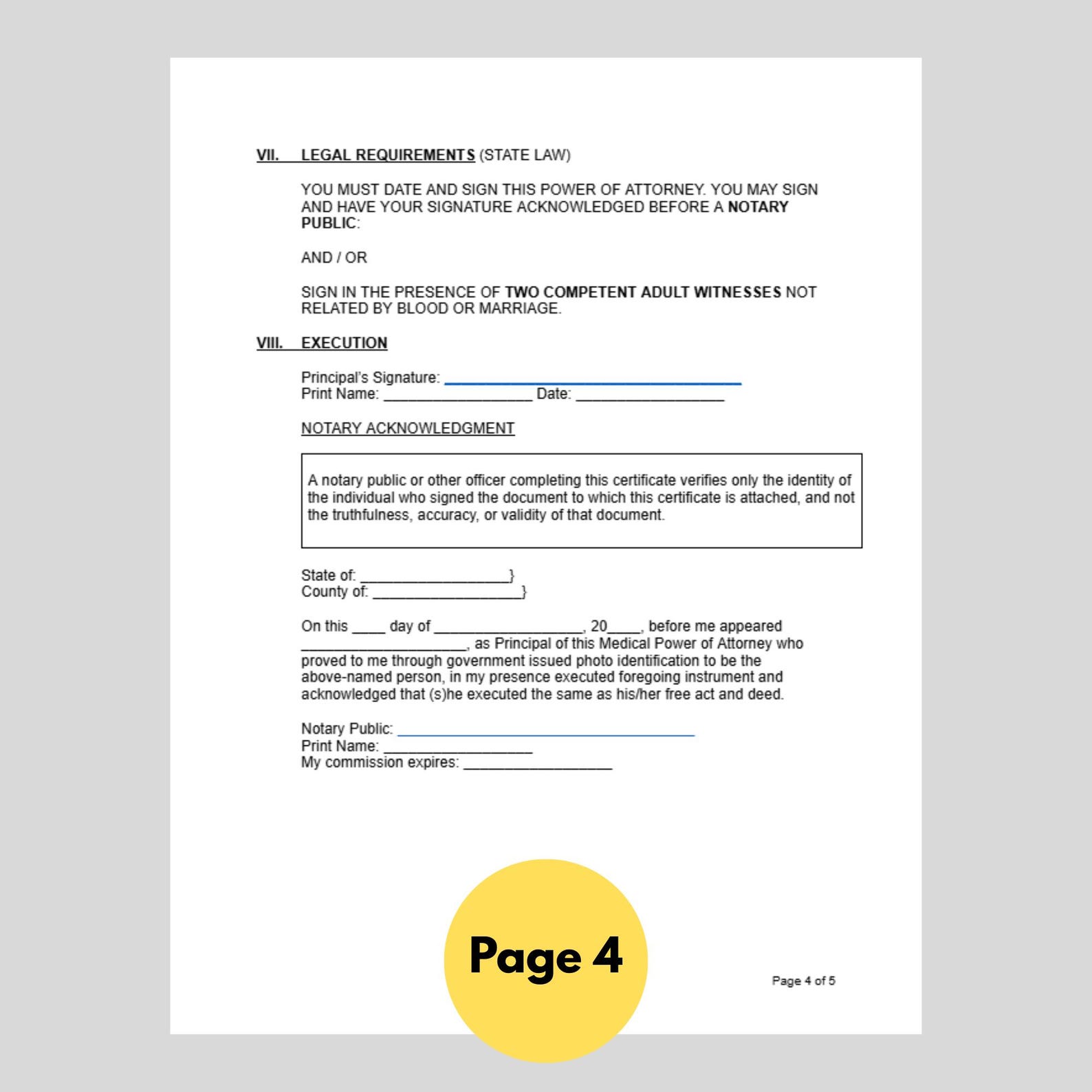 Medical Power of Attorney Template Editable, Healthcare POA Form PDF ...