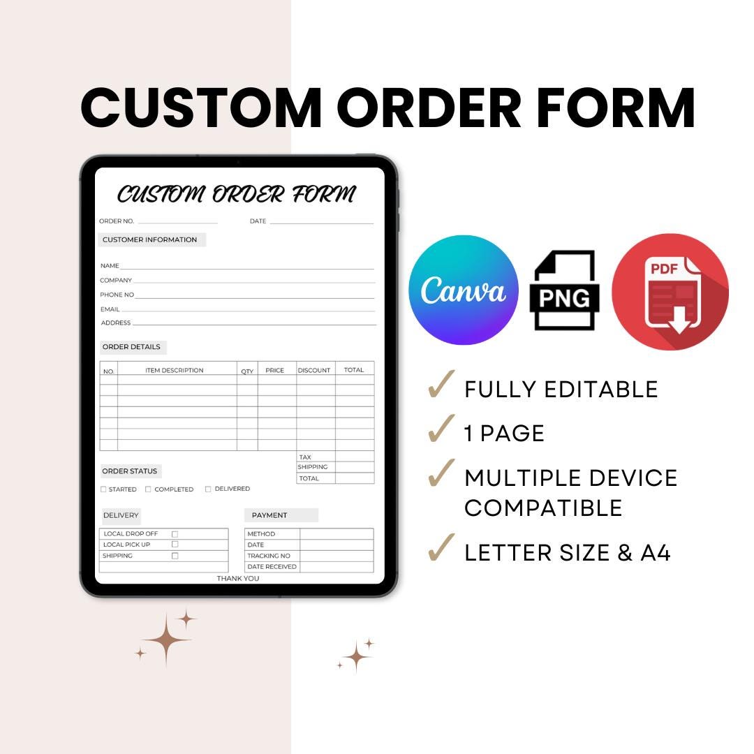 Custom Order Form Editable | Crafters Order Form Template | Etsy Shop ...