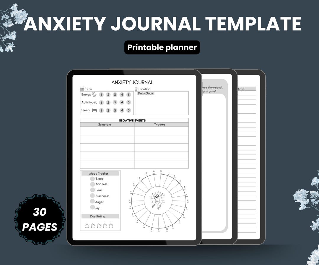 Anxiety Journal Planner: Editable Canva Workbook for Stress Relief ...