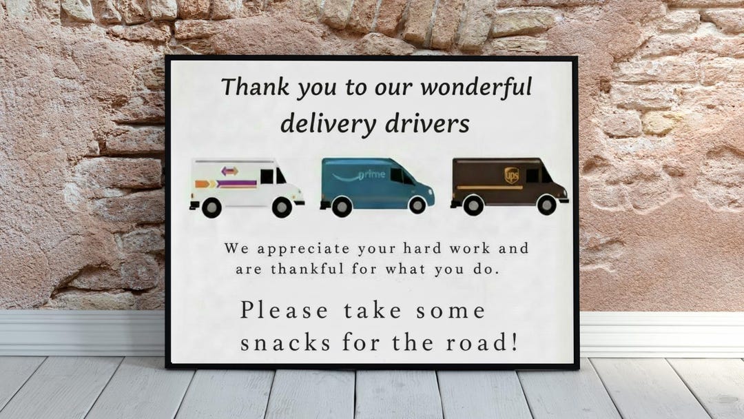 Delivery Driver Thank You Sign | Snack Station Printable (digital ...