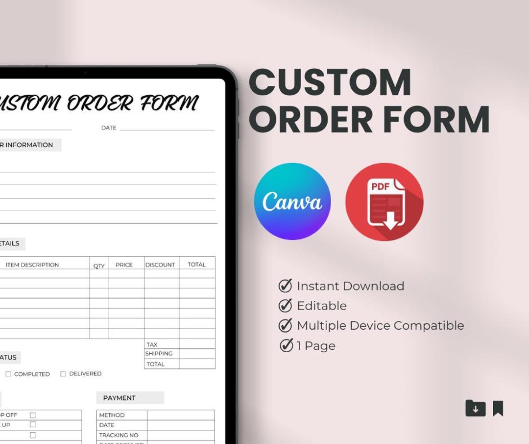 Editable Custom Order Form | Craft Business Sheet (canva, PDF, PNG, JPG ...