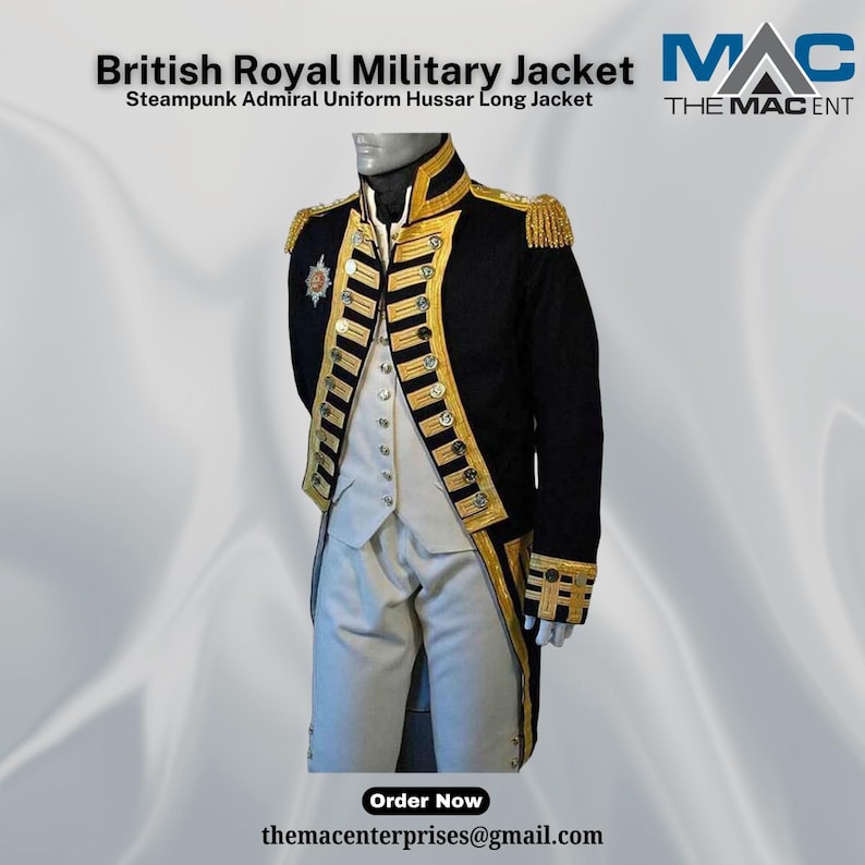 British Royal Navy Vice Admiral Military Jacket | Officer Tunic Uniform ...