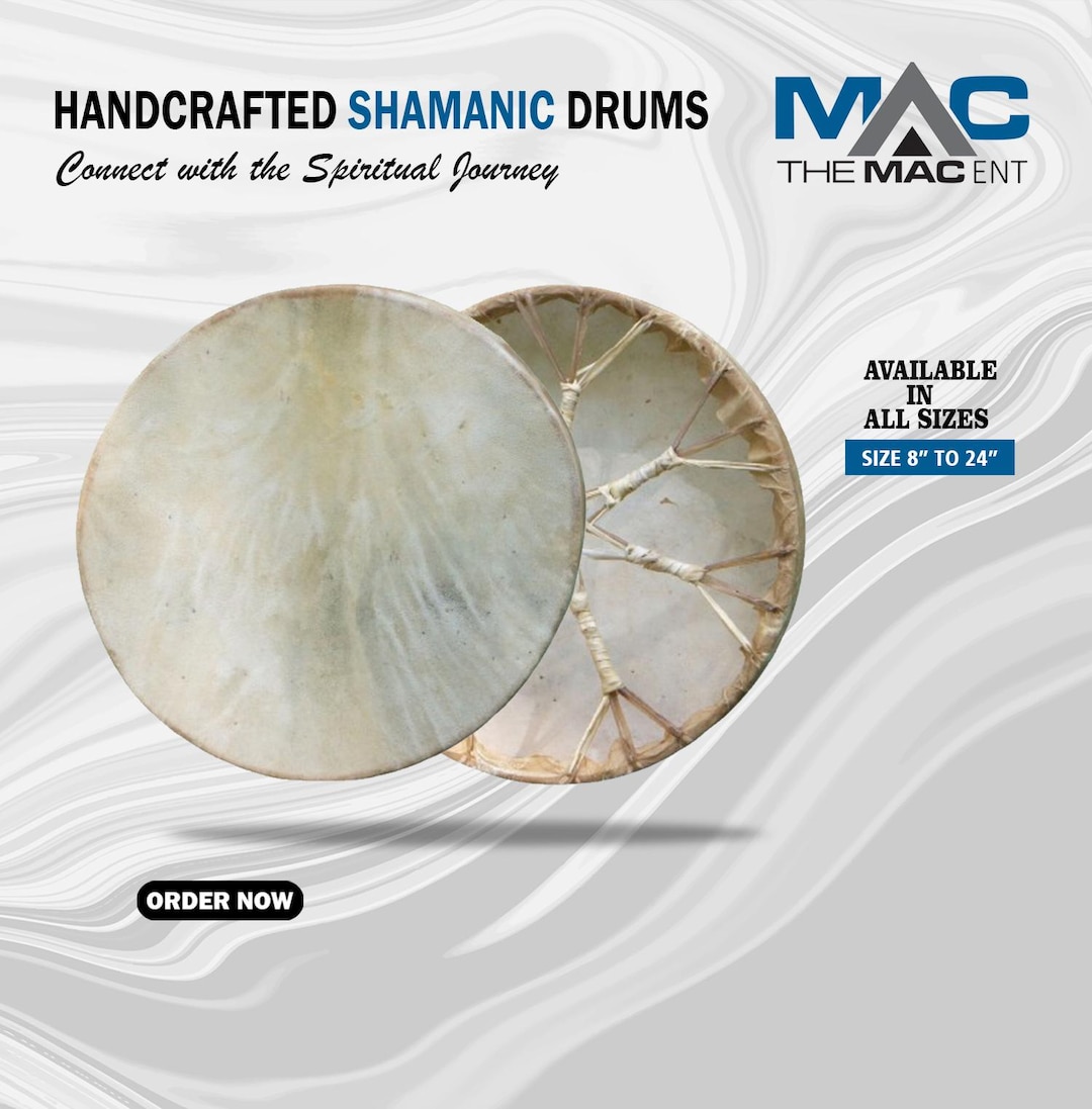 Shamanic Drum With Goat Skin Natural Finish With Bag and Beater ...
