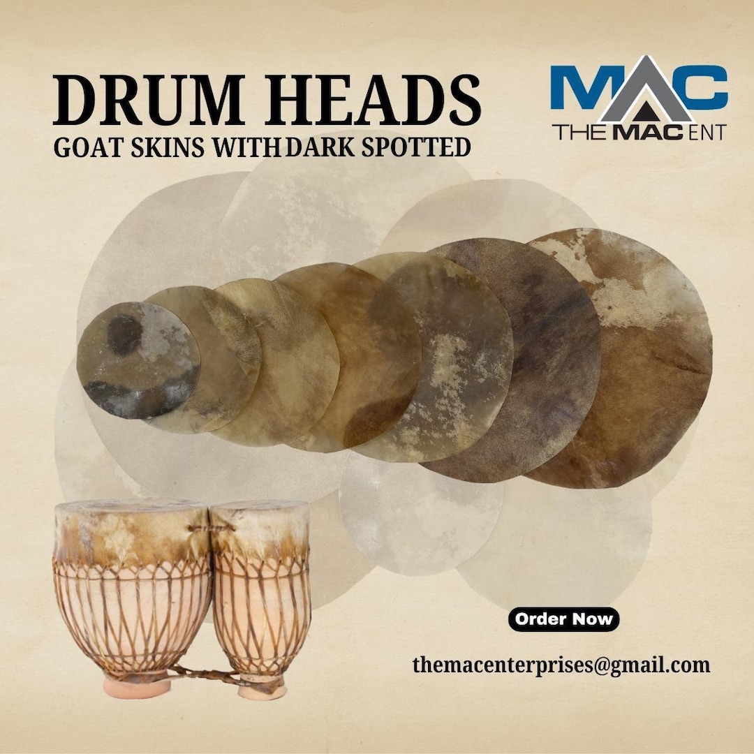 10-pieces Dark Spotted Goat Skins 8" to 36" for Drum /djembes /shaman ...