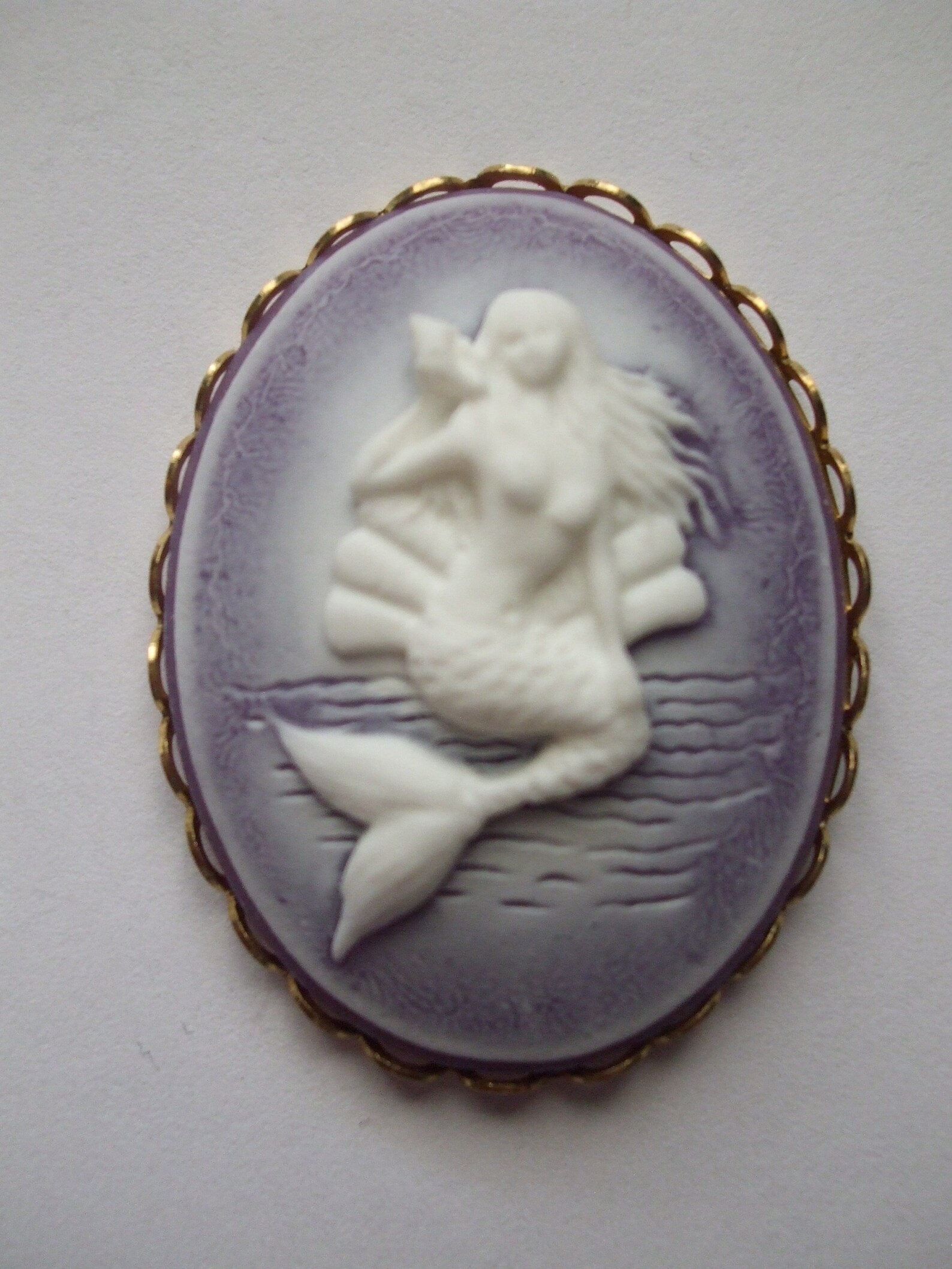 Mermaid Cameo Necklace Mermaid Holding Seashell Cameos 40mm X 30mm ...