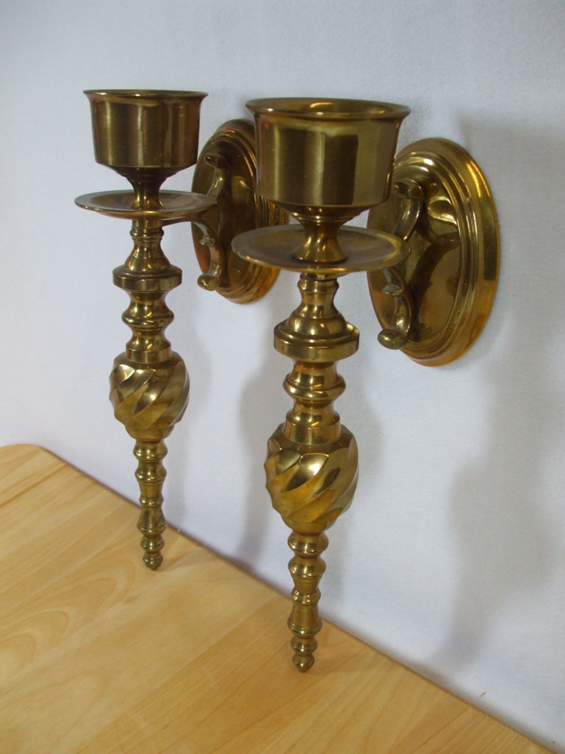 Vintage Brass Wall Candle Sconces Etsy