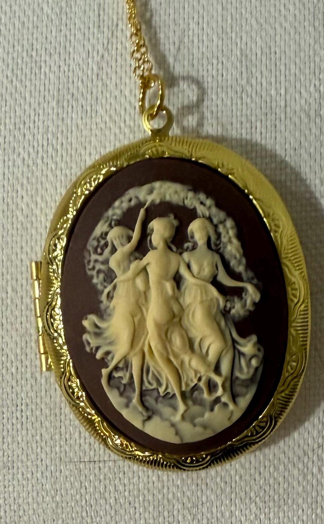 Agatha Harkness Cameo Locket Gold Pendant Mythological Three Graces ...