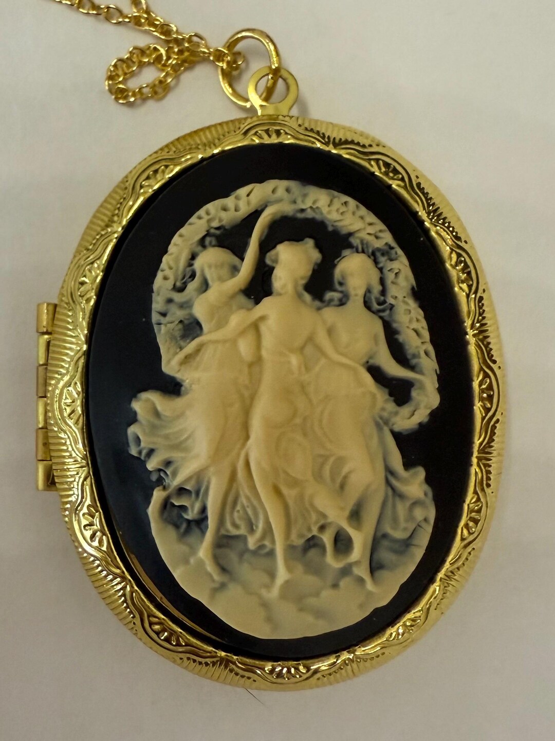 Agatha Harkness Cameo Locket Gold Pendant Mythological Three Graces ...
