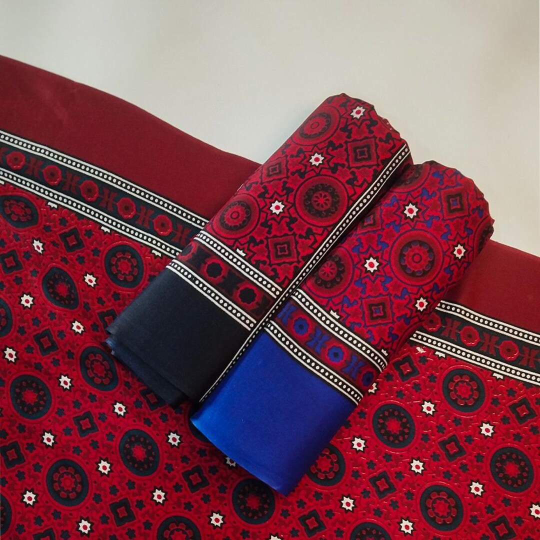 Pakistani Block Printed Sindhi Ajrak / Neck Wrap Scarf / Shawl for Men ...