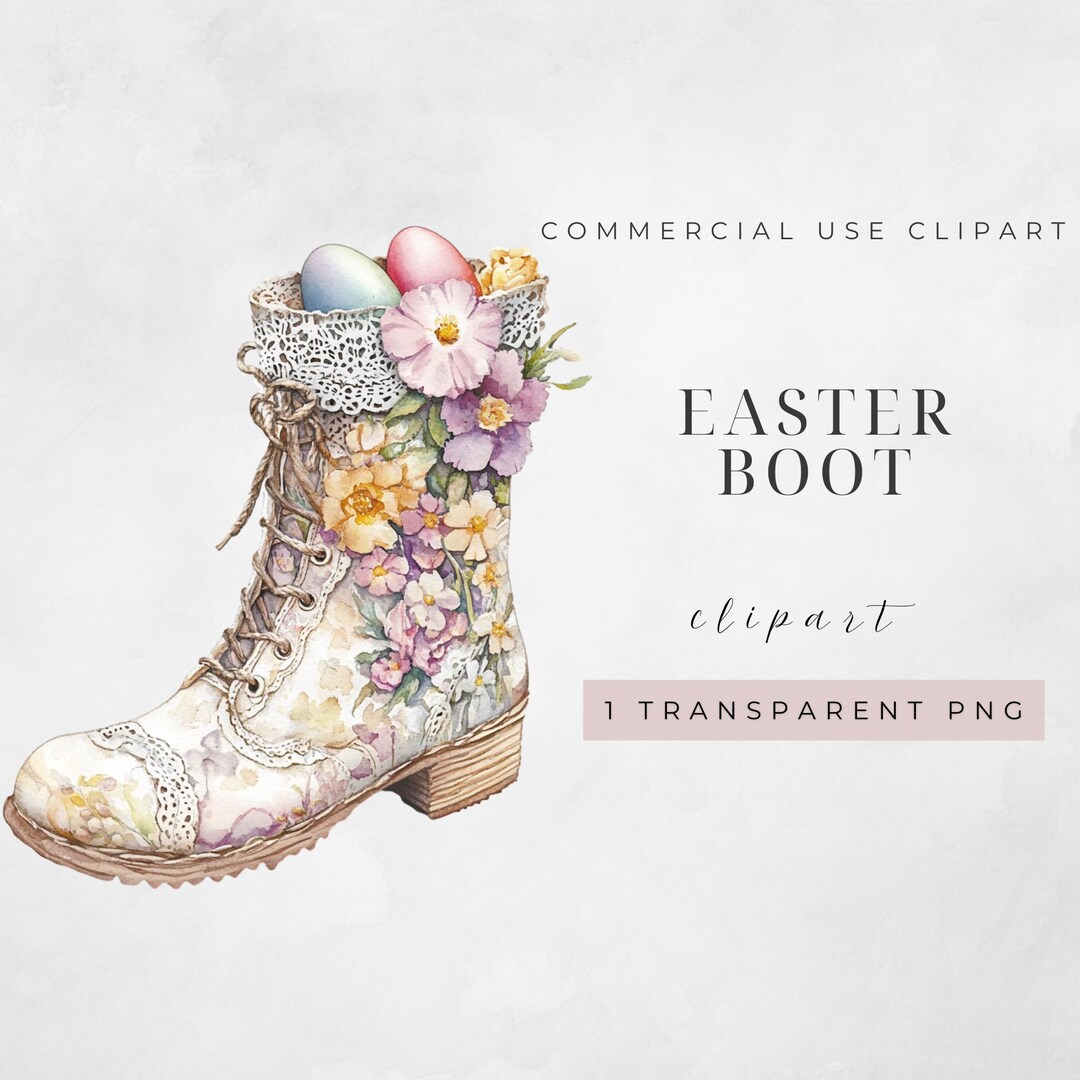 Beautiful Watercolour Easter Boot, Watercolour Clipart, Digital Art ...