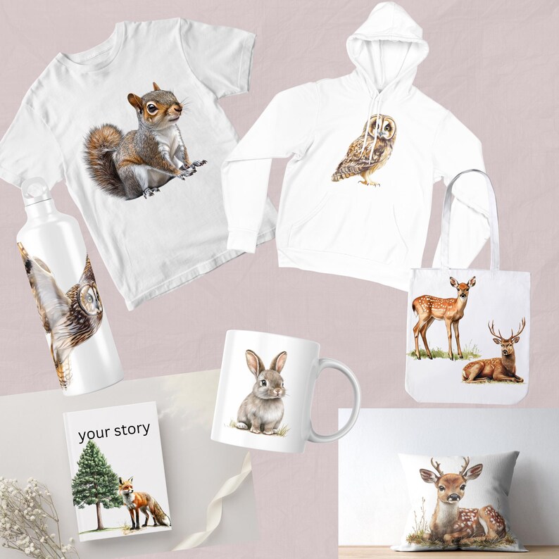 Cute Woodland Animals Clip Art Pack, Digital Art, Clip Art, Woodland ...