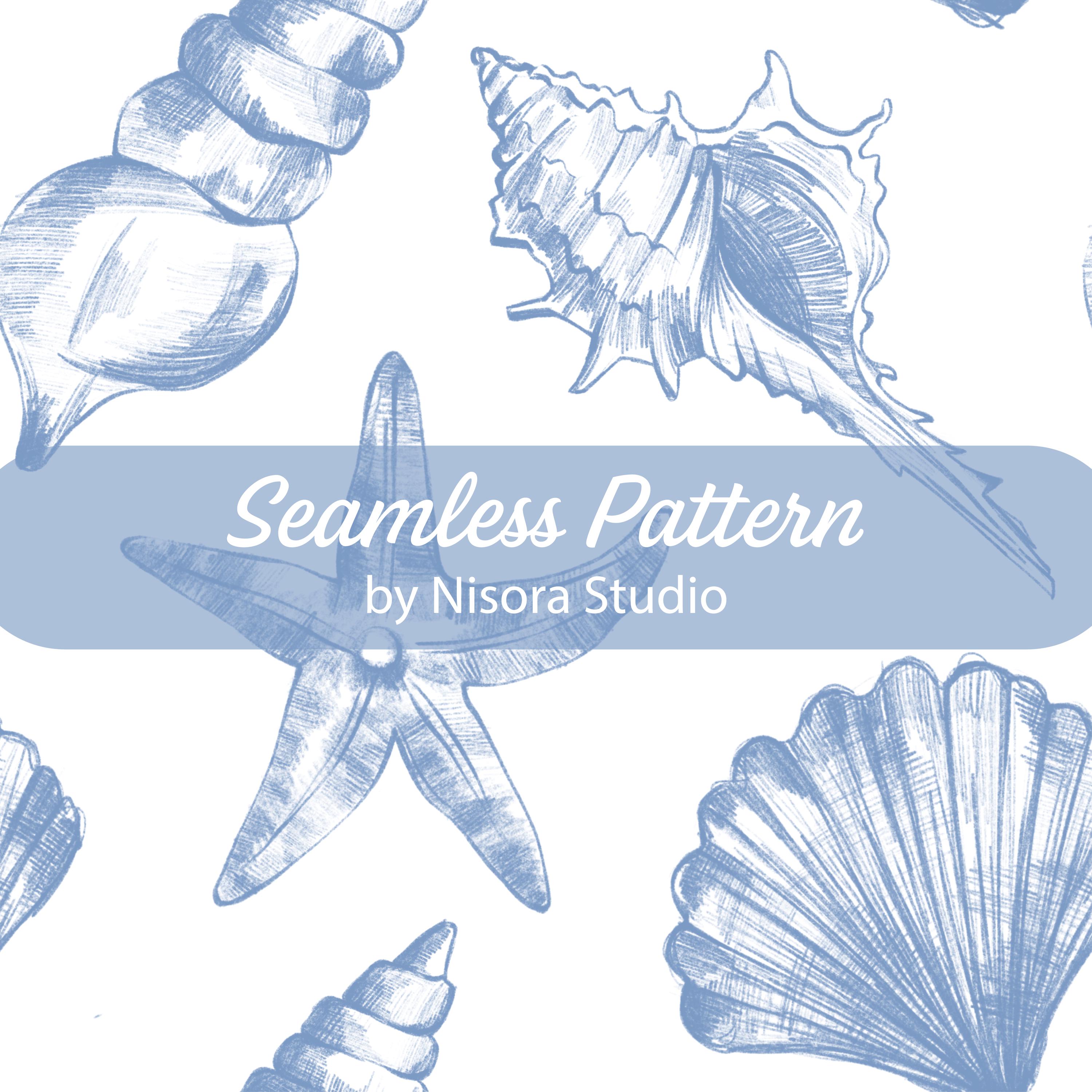 Seashell Starfish Pattern: Coastal Nautical Fabric, Scrapbooking ...