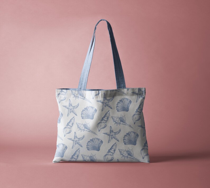 Seashell Starfish Pattern: Coastal Nautical Fabric, Scrapbooking ...