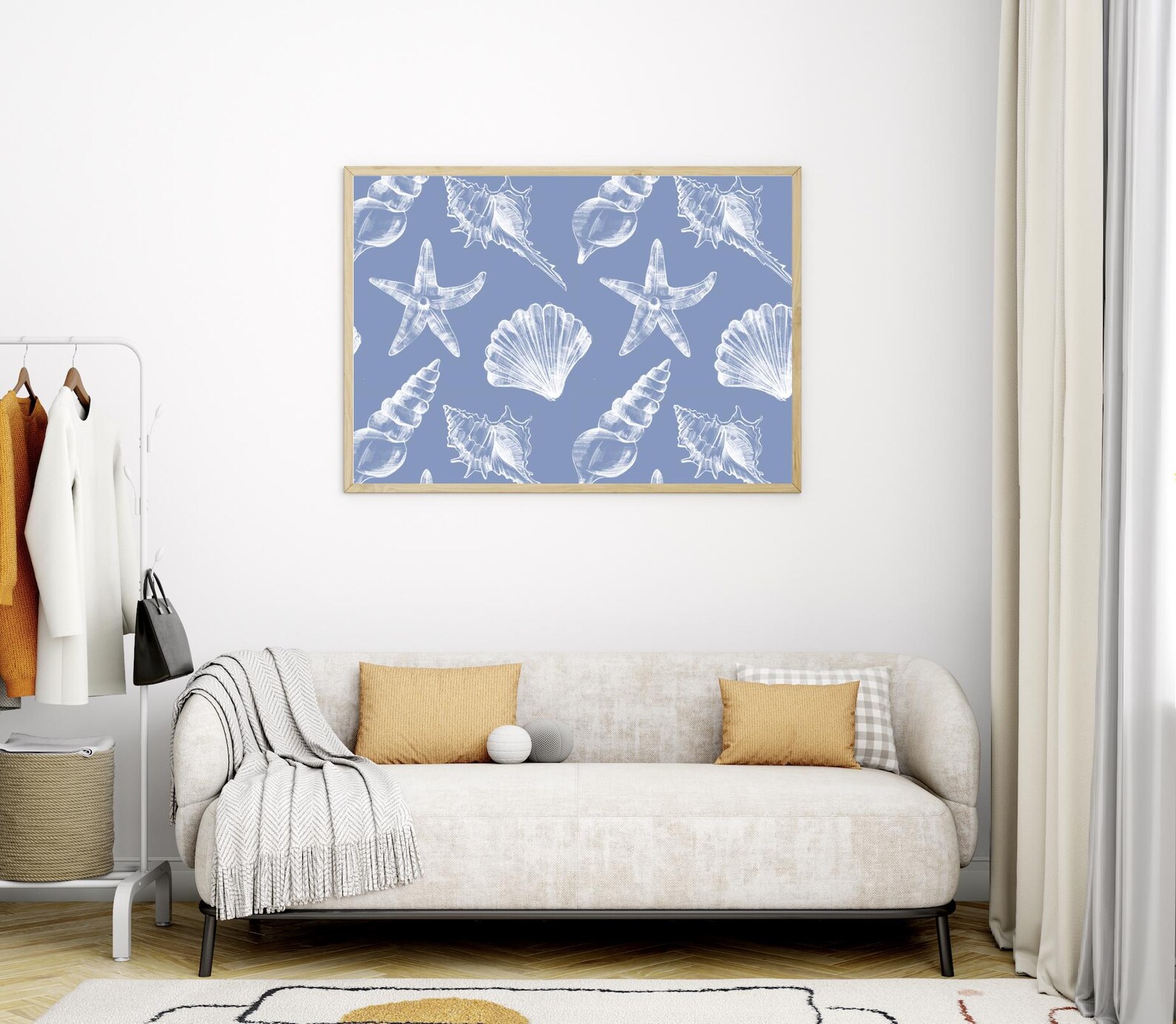 Seashell Starfish Pattern: Coastal Nautical Fabric, Scrapbooking ...