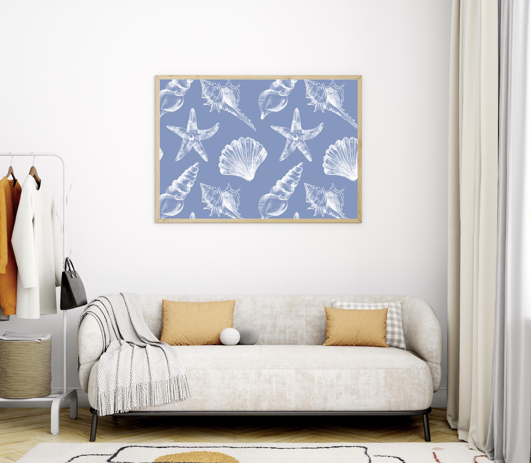 Seashell Starfish Pattern: Coastal Nautical Fabric, Scrapbooking ...