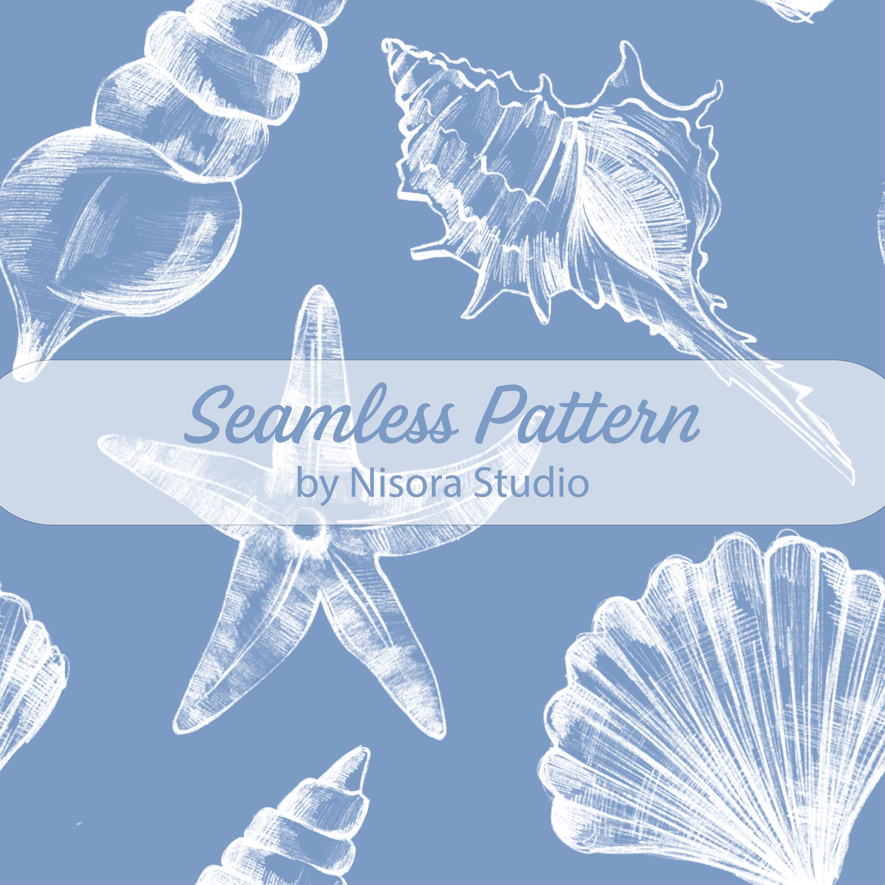 Seashell Starfish Pattern: Coastal Nautical Fabric, Scrapbooking ...
