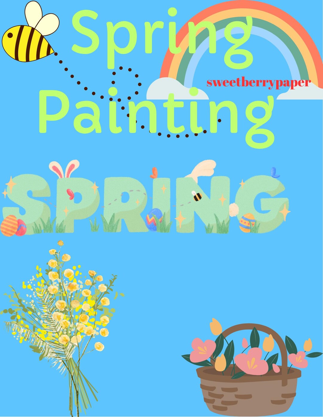 Easy-spring Coloring Pages for Kids ,hello Spring,printable Digital ...