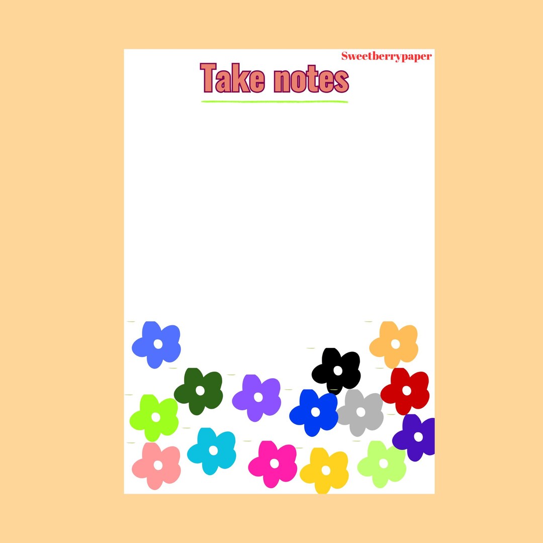 Colorful Floral A5 Printable Notepad, Flower Note Paper PDF - Etsy