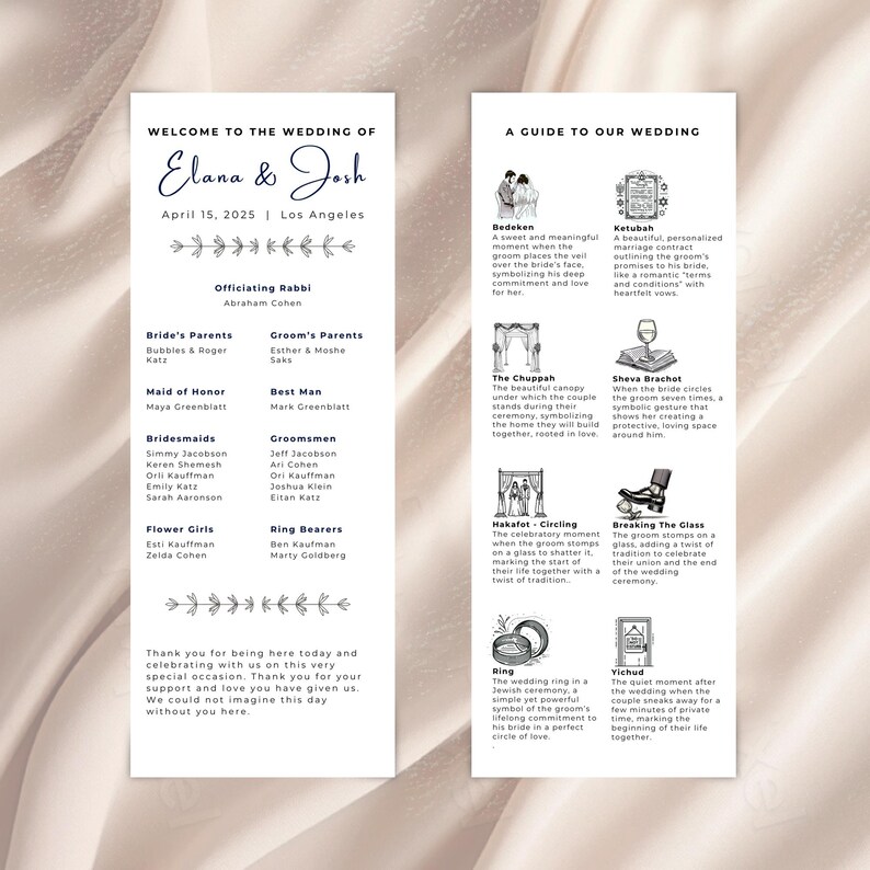 Modern Wedding Program Template, Editable Infographic Ceremony Program ...