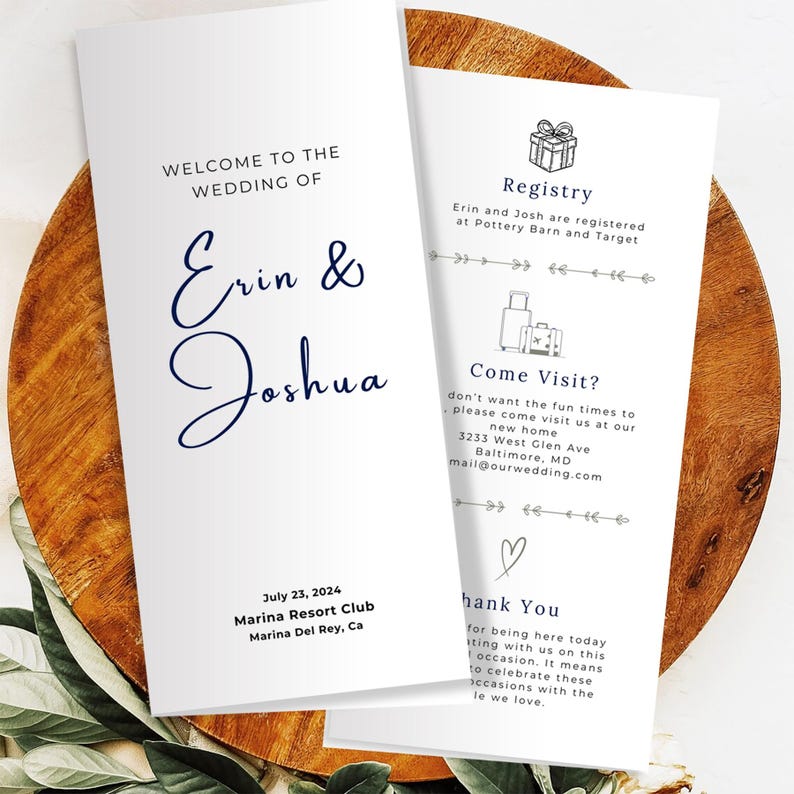 Trifold Wedding Program, Infographic Ceremony Template, Modern ...