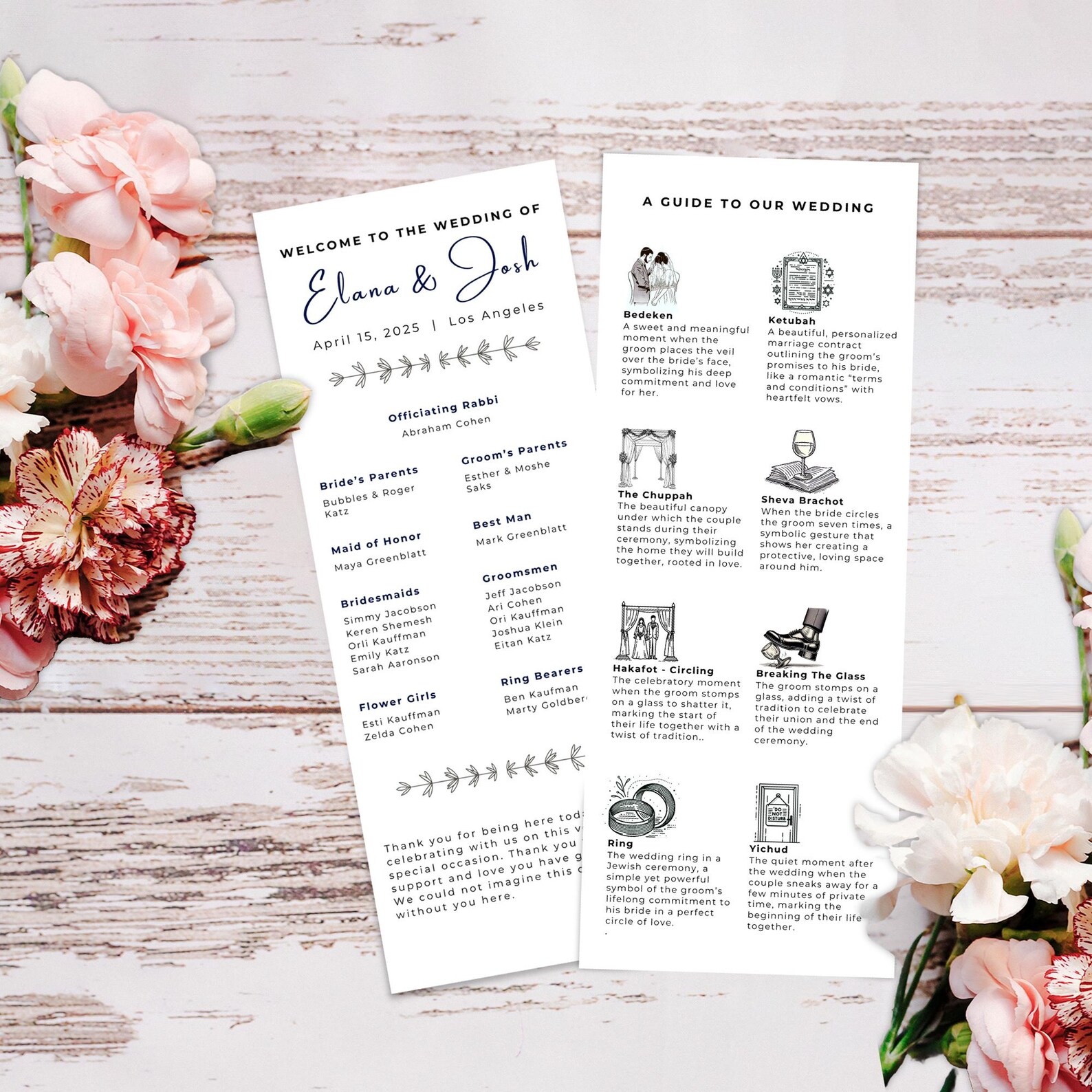 Modern Wedding Program Template, Editable Infographic Ceremony Program ...