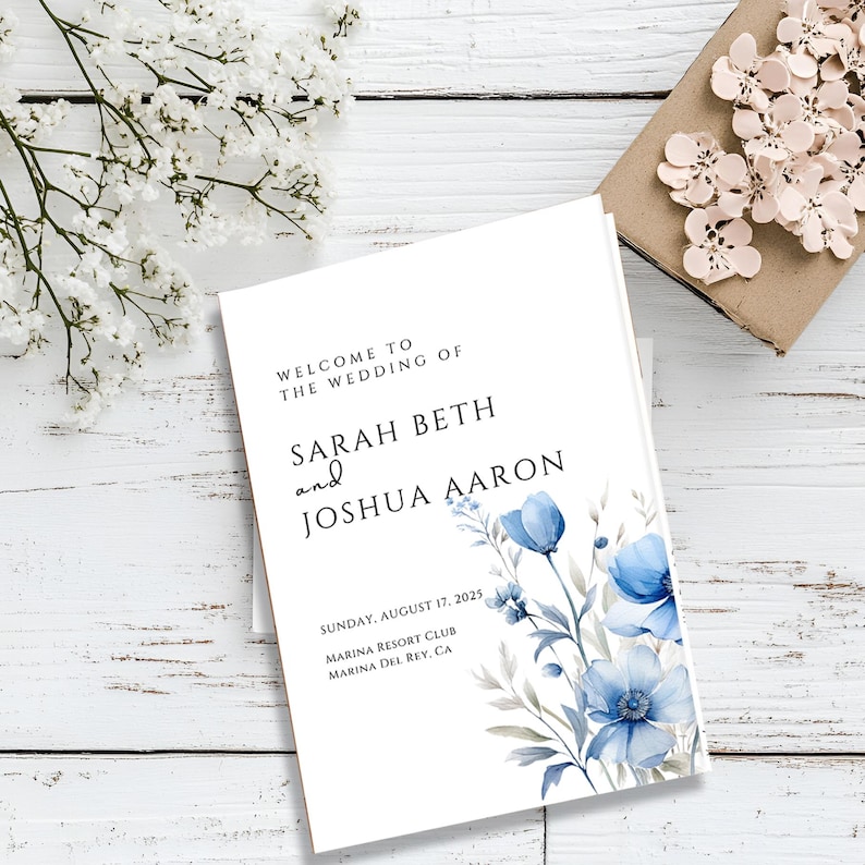 Bi-fold Wedding Program, Infographic Ceremony Template, Minimalist ...