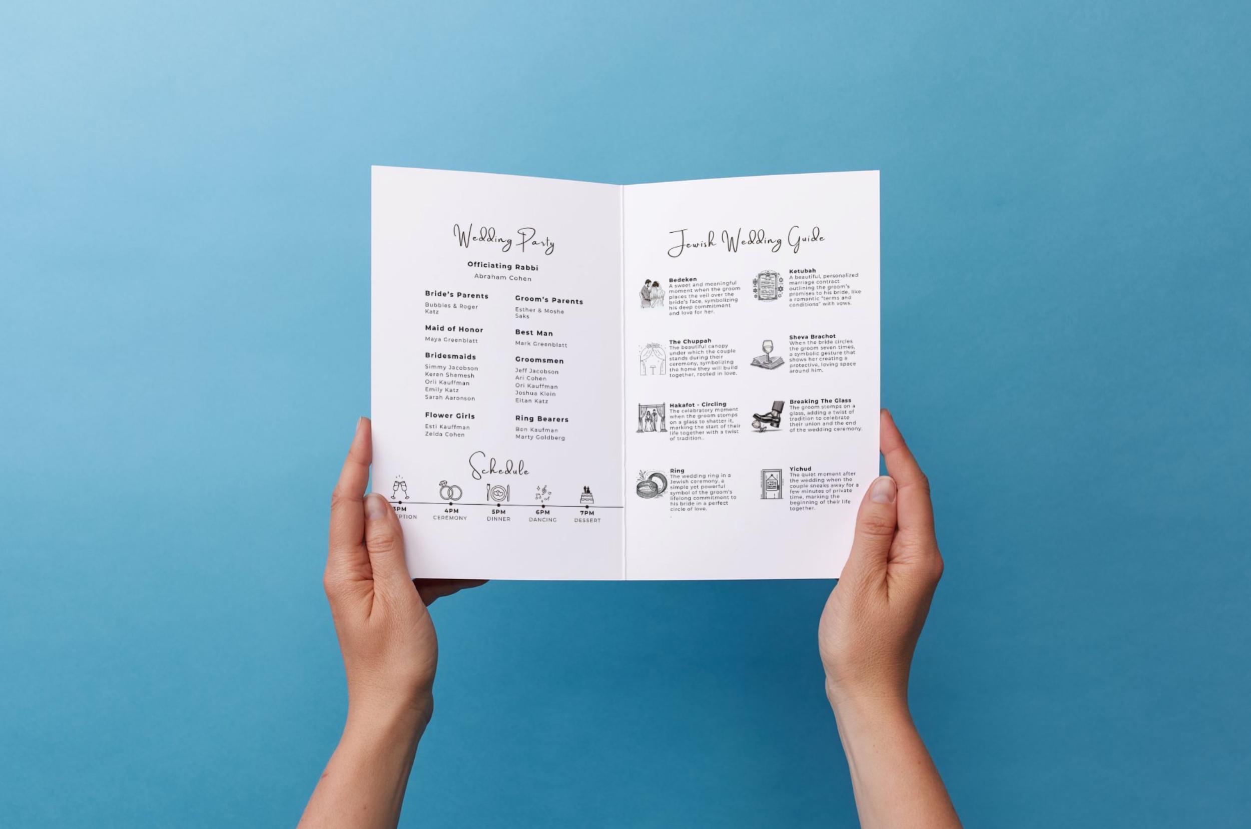 Bi-fold Wedding Program, Infographic Ceremony Template, Minimalist ...