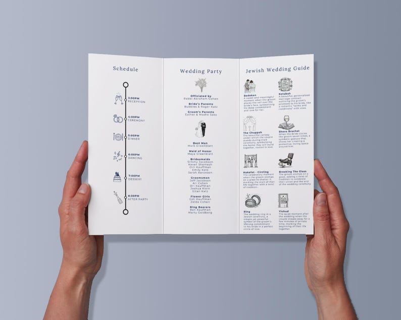 Infographic Wedding Program Template: Modern Trifold Order of Service ...
