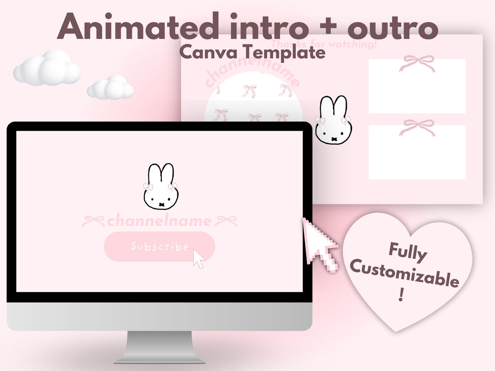 Youtube Animated Intro + Outro Canva Template | Youtube Template ...