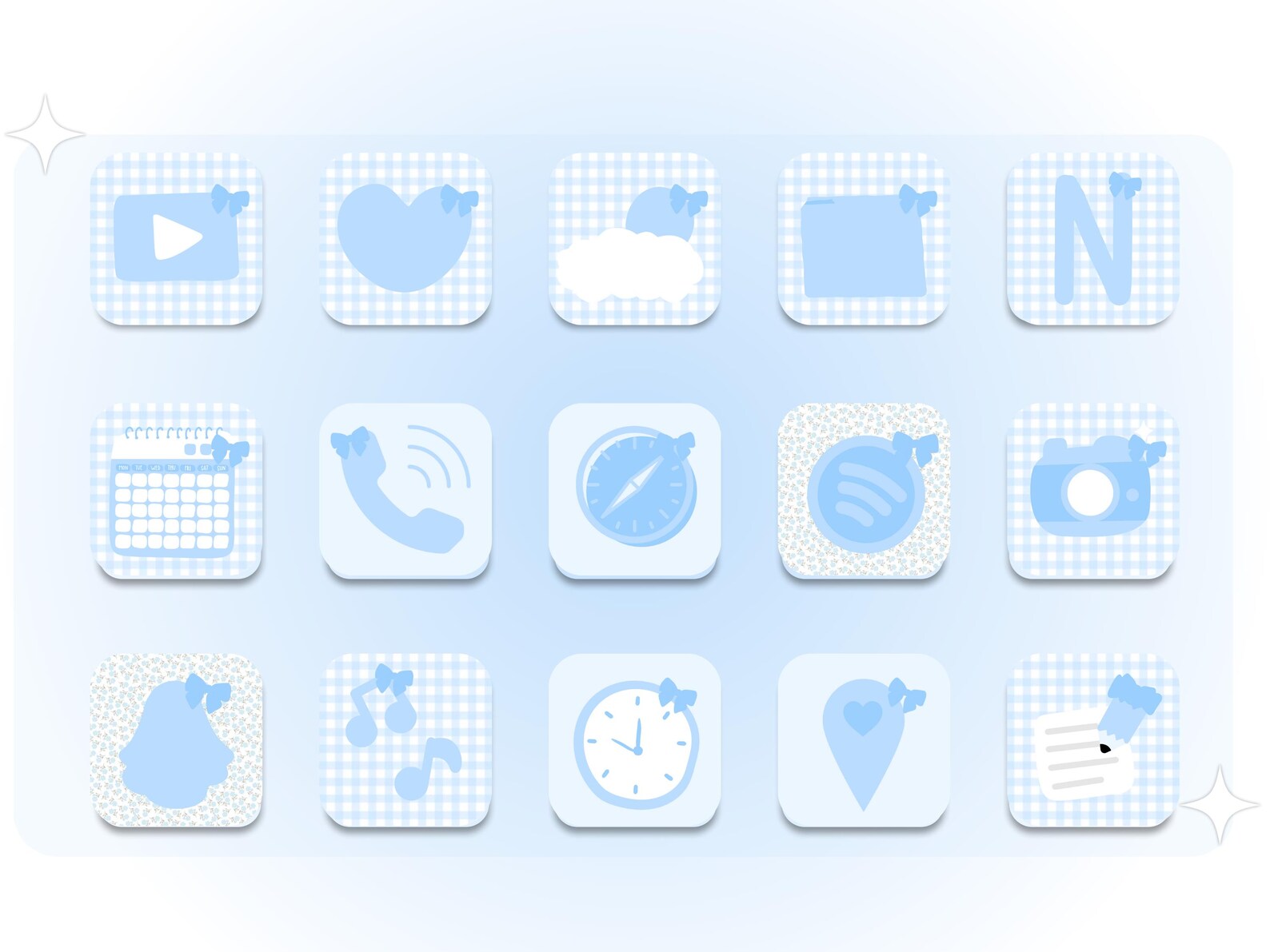 Beautiful Blue | Phone App Icons | Ios and Android | Blue | - Etsy