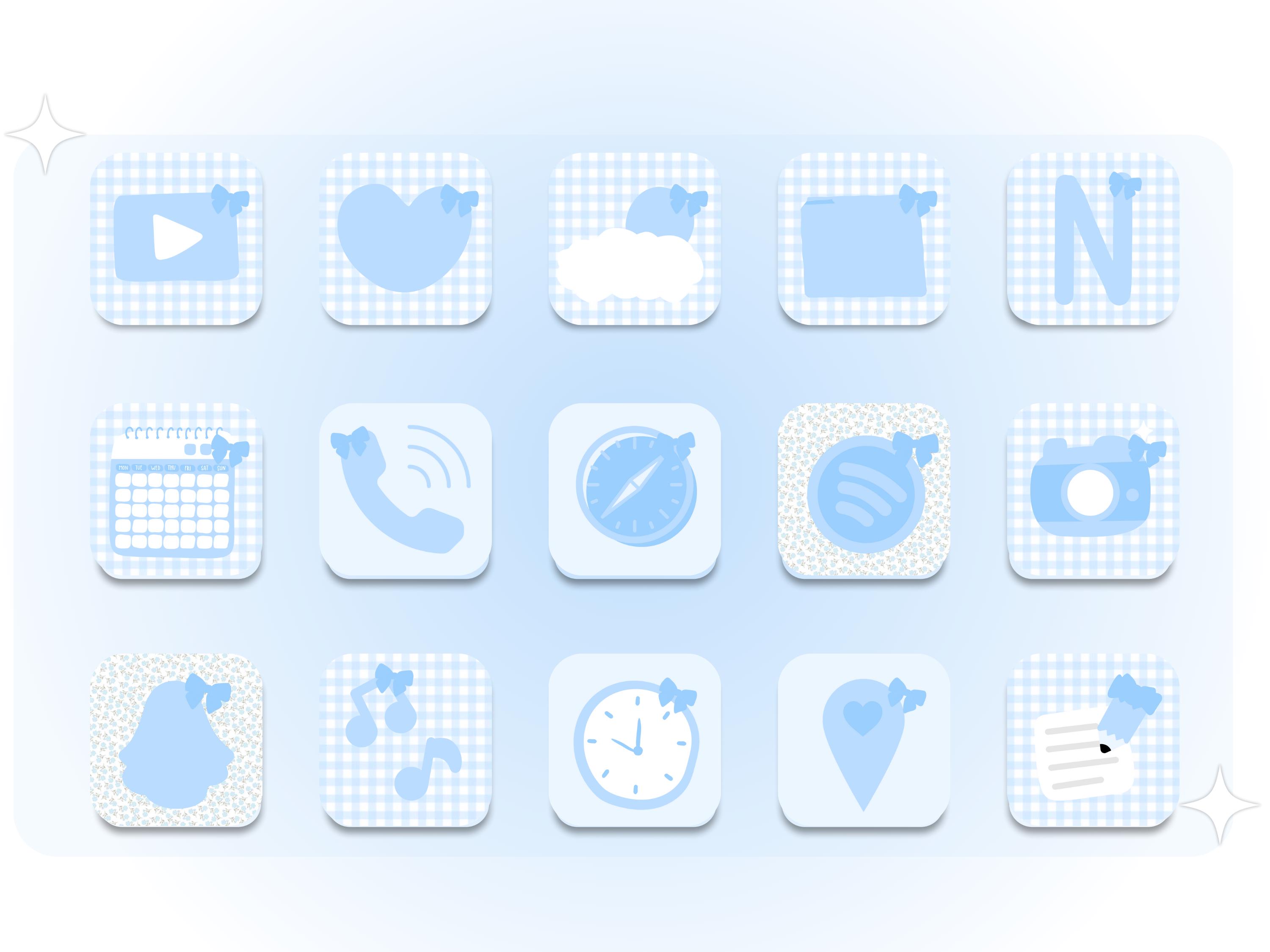 Beautiful Blue | Phone App Icons | Ios and Android | Blue | - Etsy