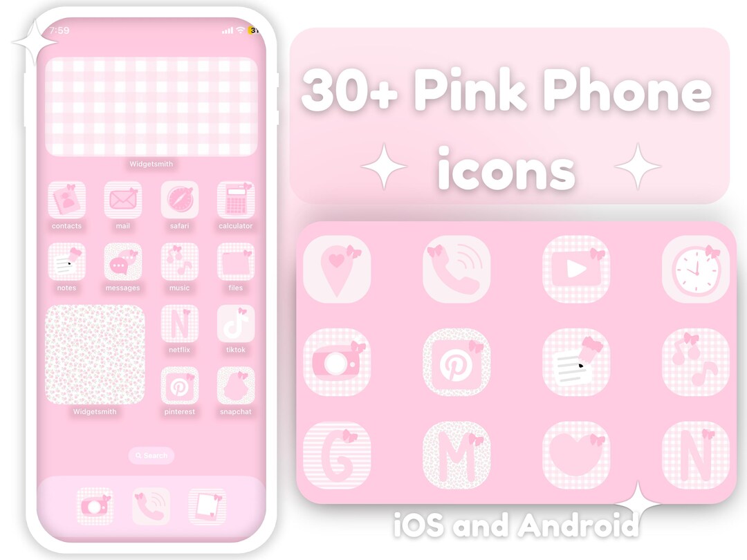 Pretty in Pink | Phone App Icons | Ios and Android | Pink | - Etsy
