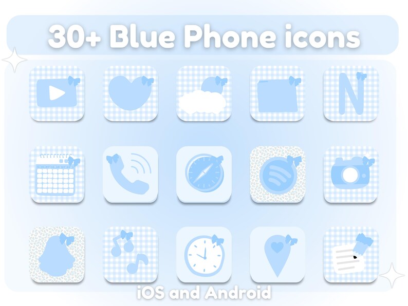 Beautiful Blue | Phone App Icons | Ios and Android | Blue | - Etsy