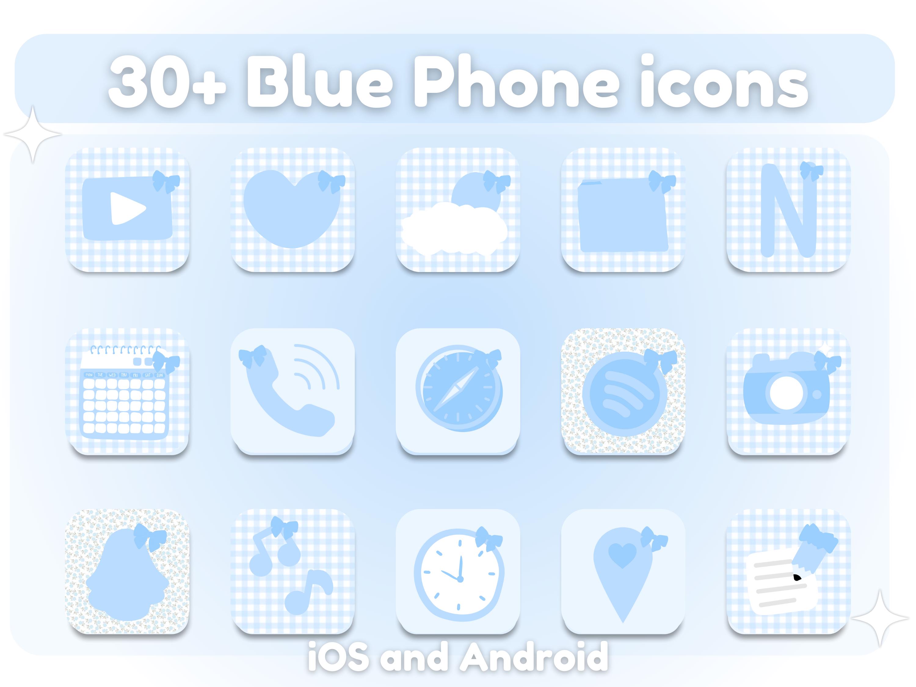 Beautiful Blue | Phone App Icons | Ios and Android | Blue | - Etsy