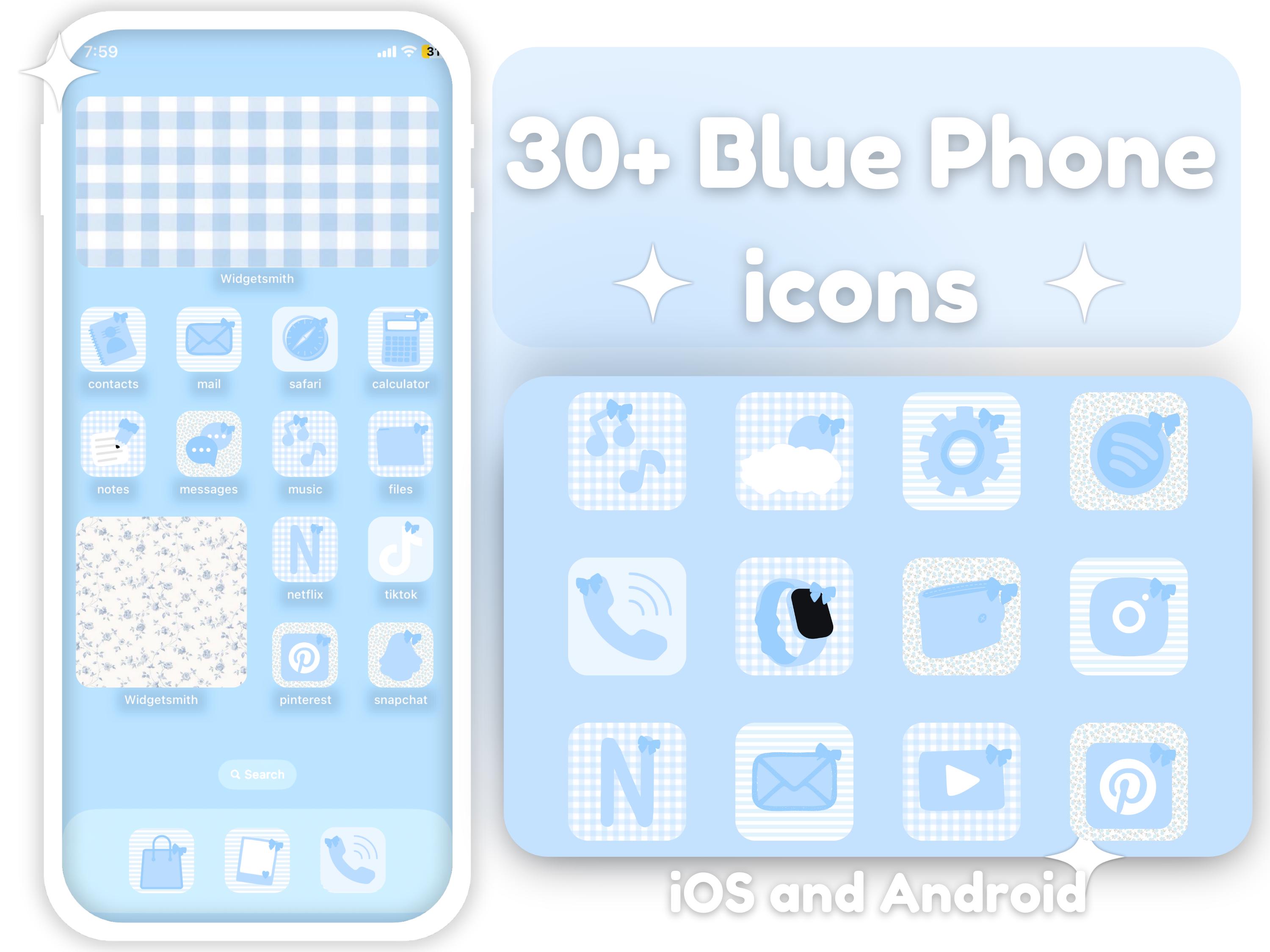 Beautiful Blue | Phone App Icons | Ios and Android | Blue | - Etsy